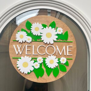 Welcome Door Sign Daisy Theme Door Hanger House Plaque Sign Pretty ...