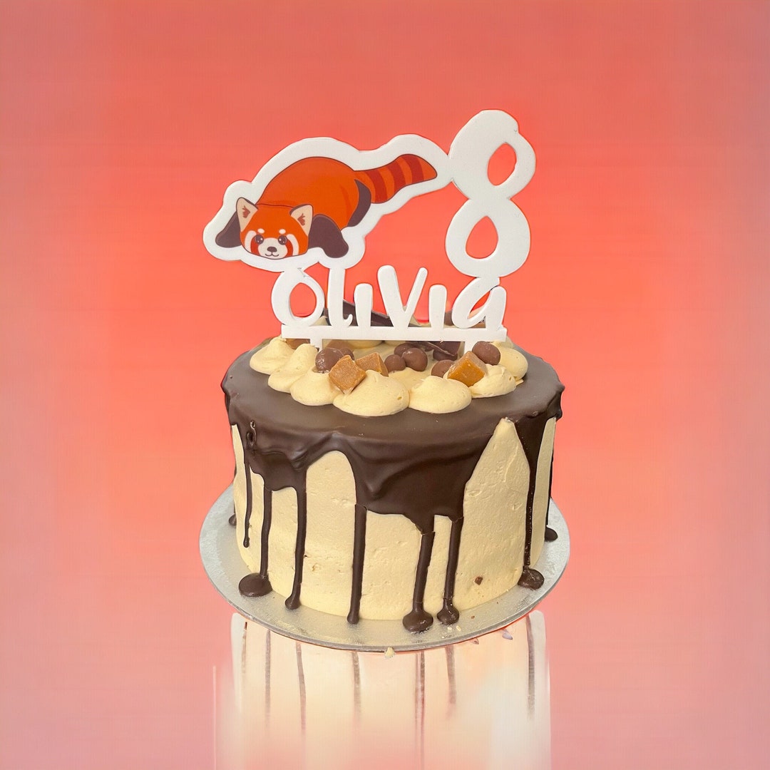 Red Panda Cake Topper | Personalised Red Panda Cake Decoration | Red ...