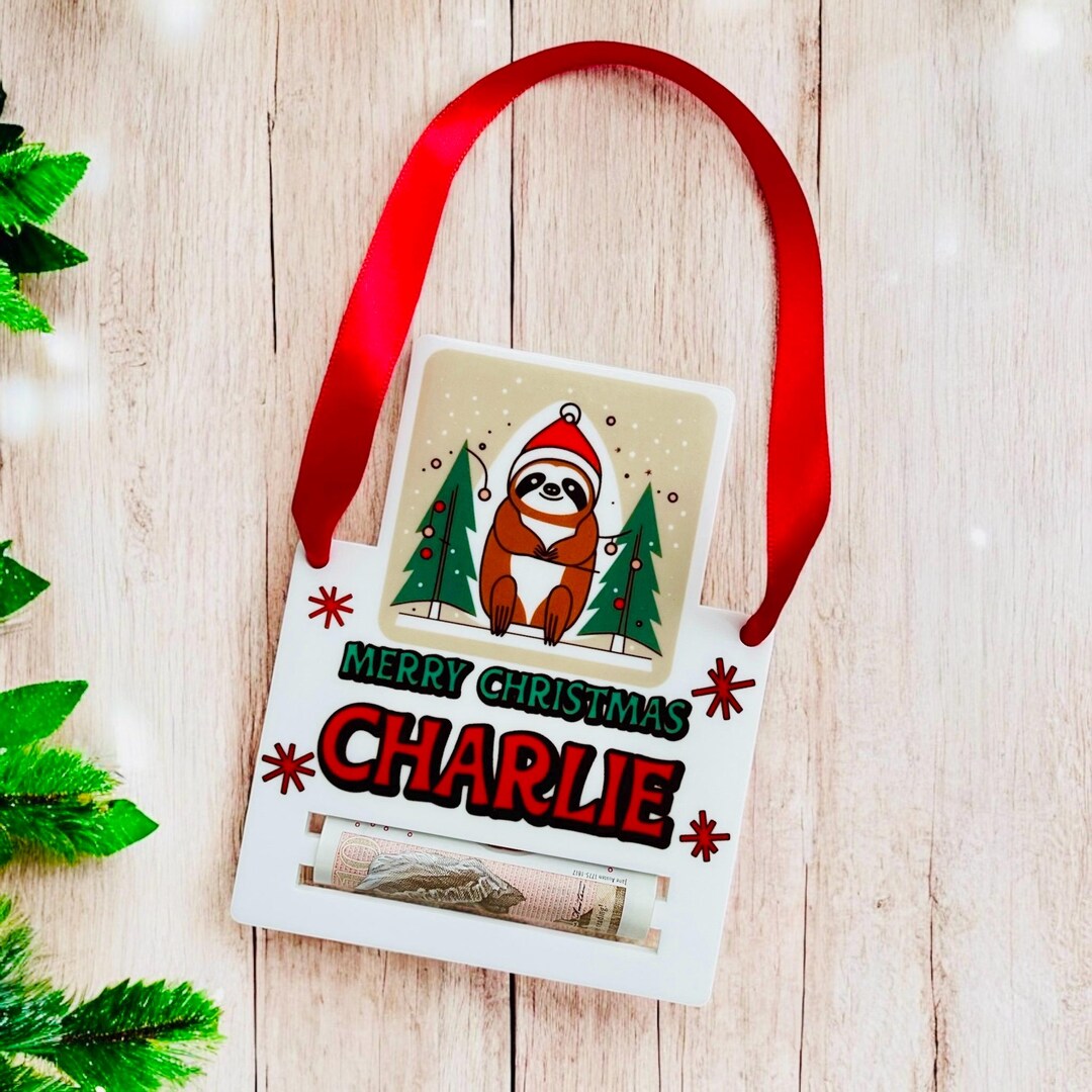 Sloth Christmas Present Sloth Christmas Money Holder Personalised Name ...
