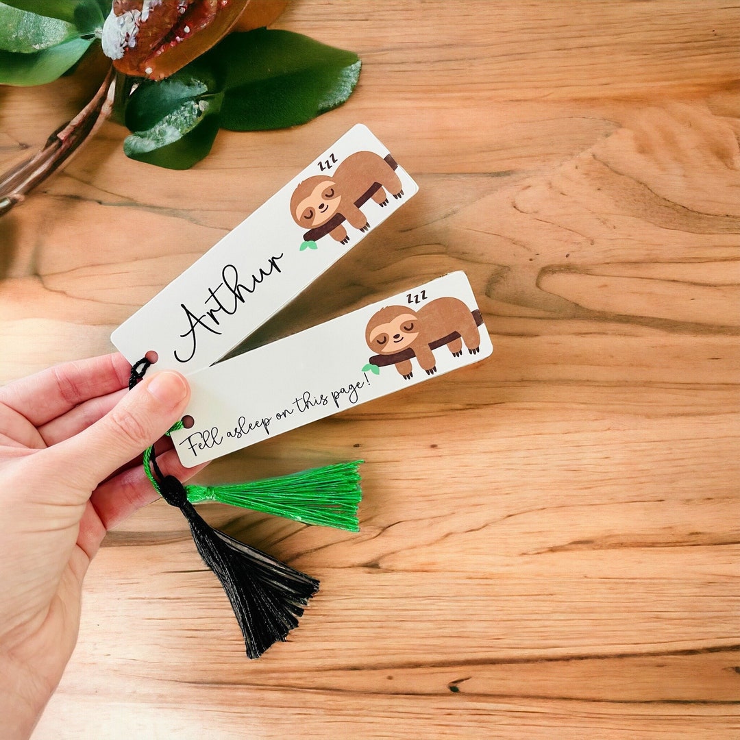 Sloth Bookmark , Personalised Sloth Name Gift , Sloth Present , Sloth ...