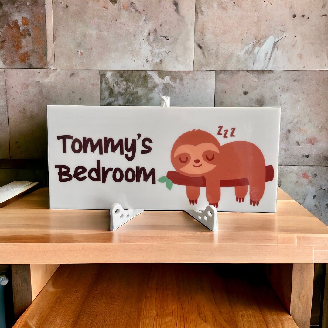 Personalised Name Sloth Gift Sloth Present Sloth Bedroom Door Sign ...