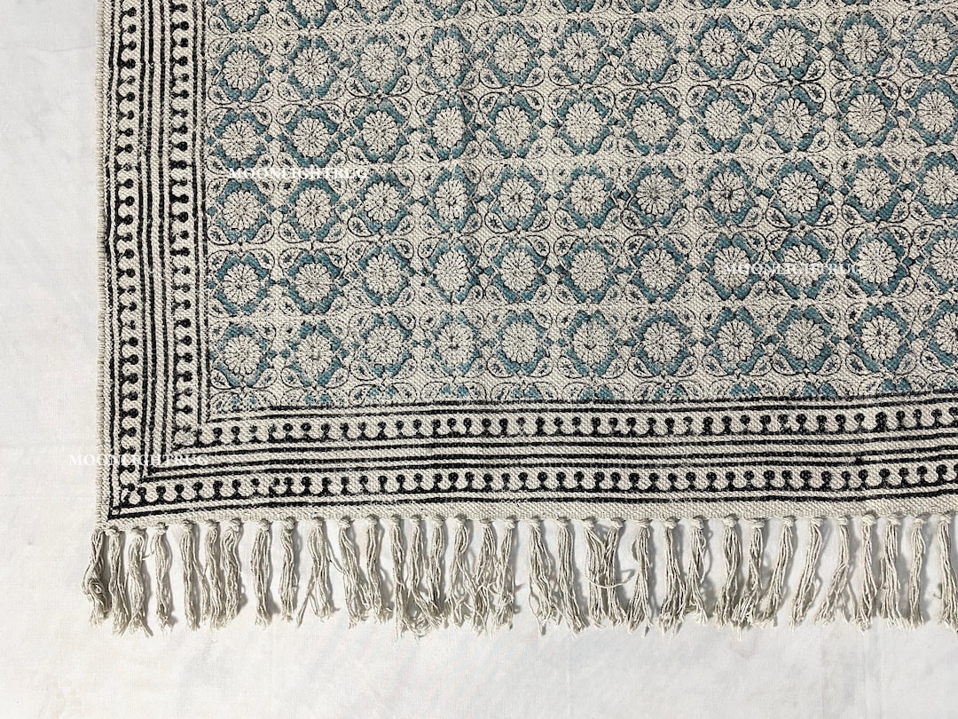 Handmade Block Print Rug for Home Decor Area Rug Boho Cotton Rug - Etsy