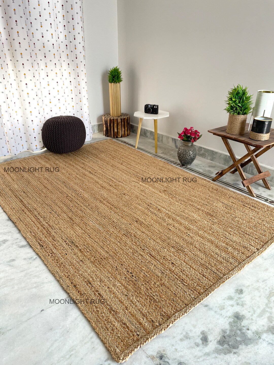 Natural Fiber Jute Rug for Living Room Outdoor Patio Braided - Etsy