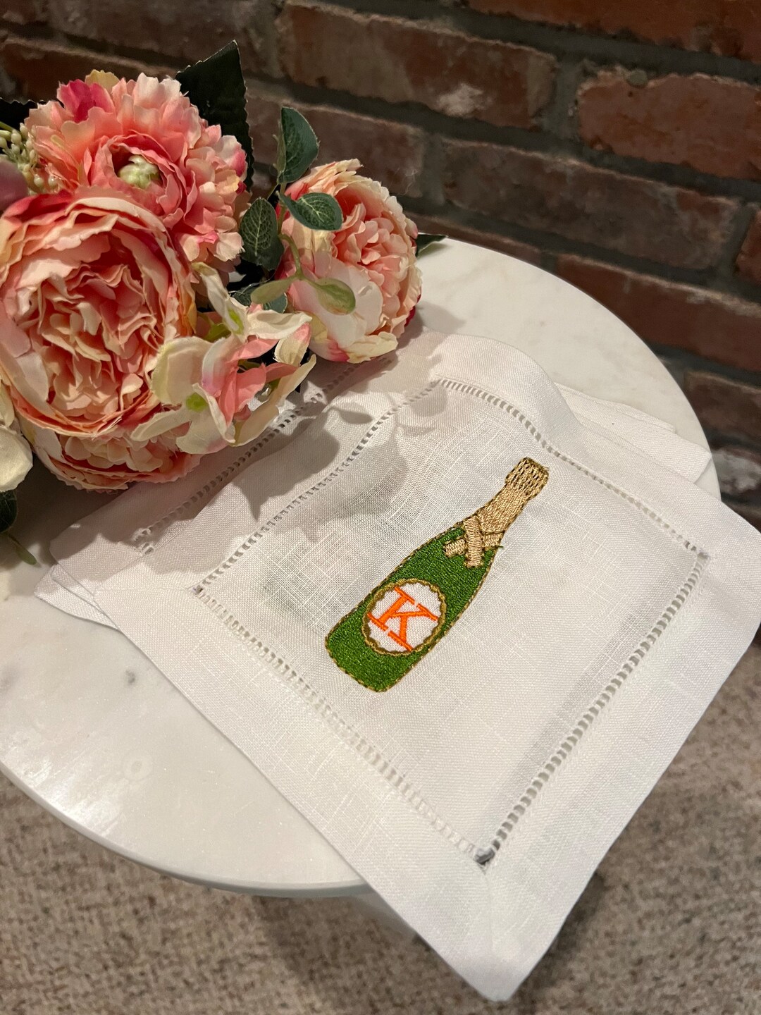 Custom Cocktail Napkin | Coaster | Linen Cocktail Napkin| Embroidery ...