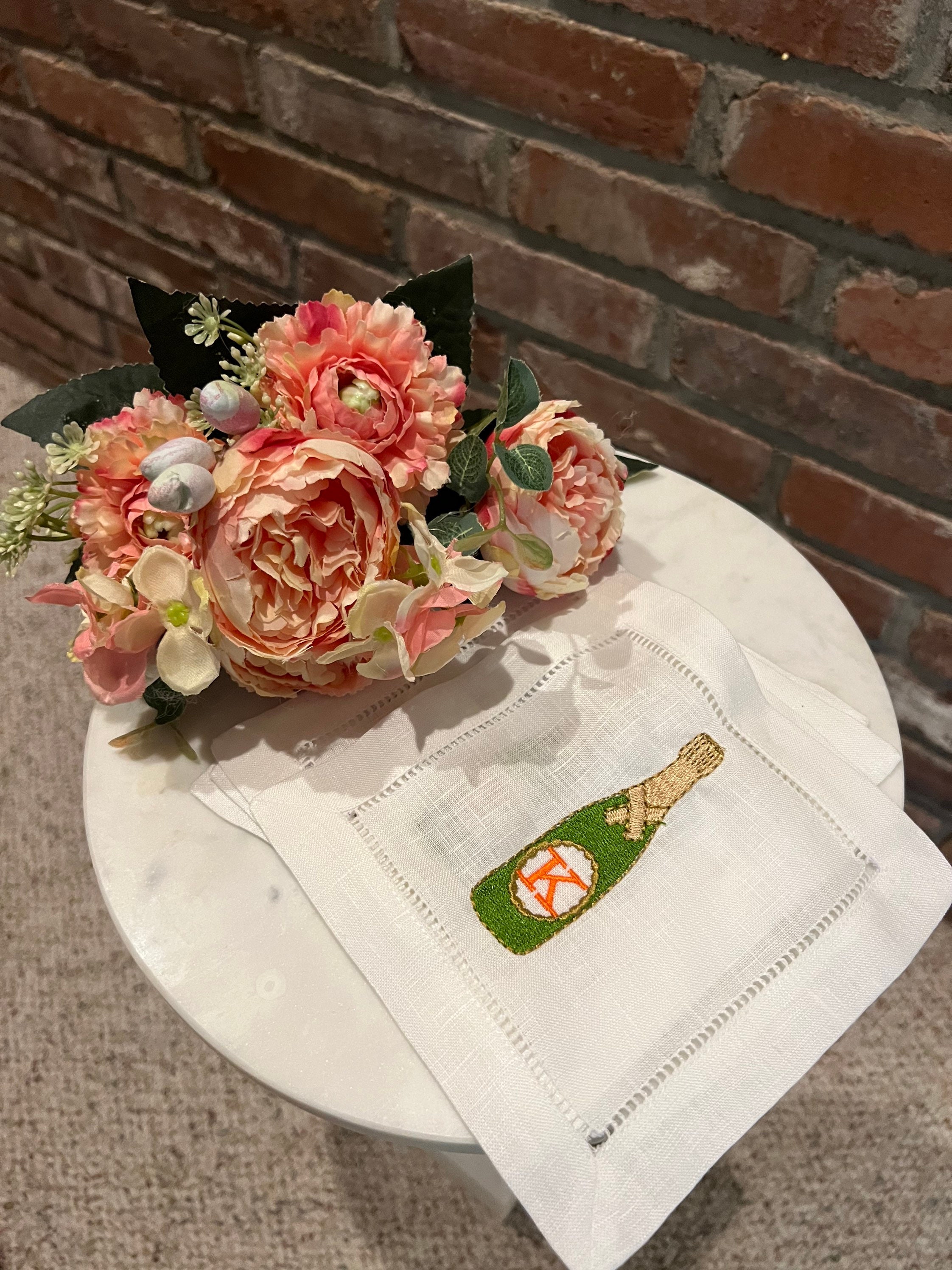 Custom Cocktail Napkin | Coaster | Linen Cocktail Napkin| Embroidery ...