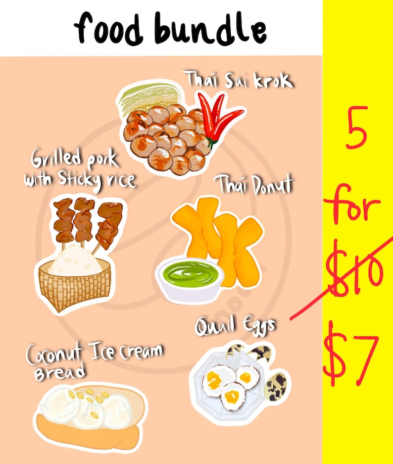 Thai Donut| Food Sticker| Thai Food Sticker| Donut Sticker| Dessert ...