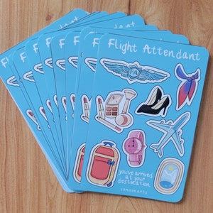 Flight Attendant Sticker Sheet| Stickersheet| Dream Job Sticker ...