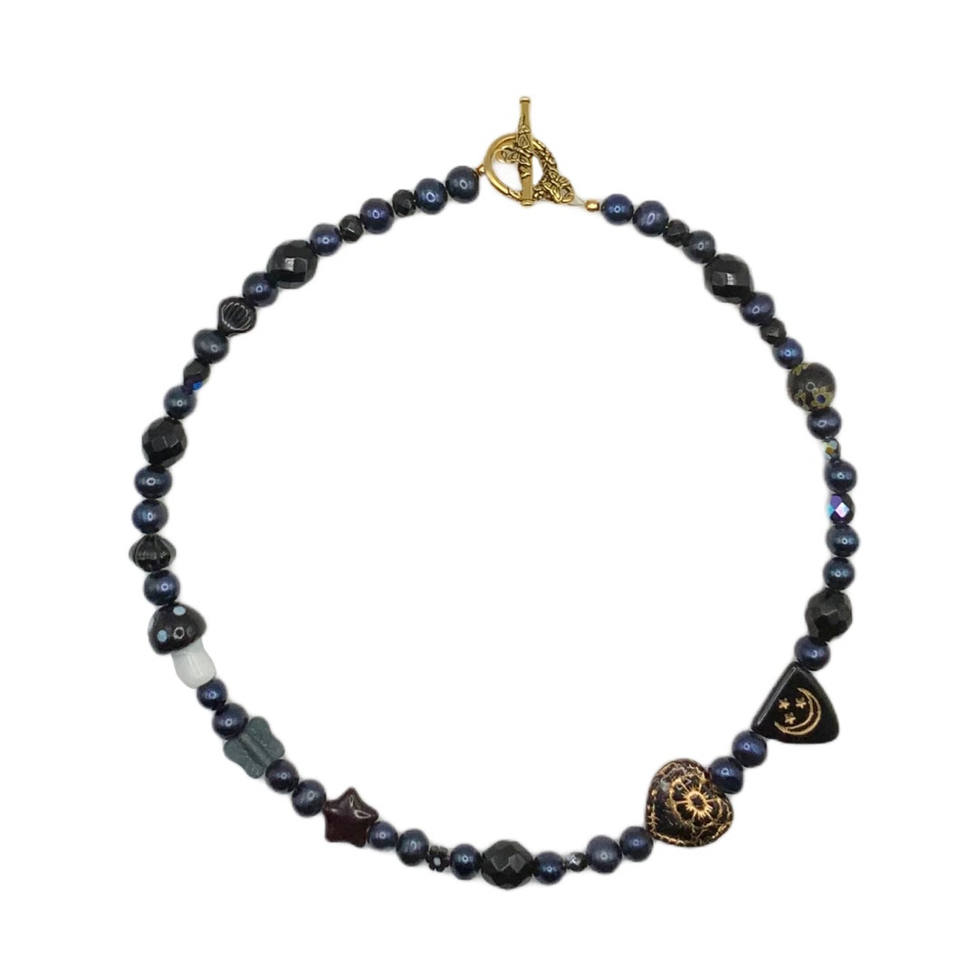 Wednesday Addams | Mismatched Beaded Freshwater Pearl Necklace - Etsy