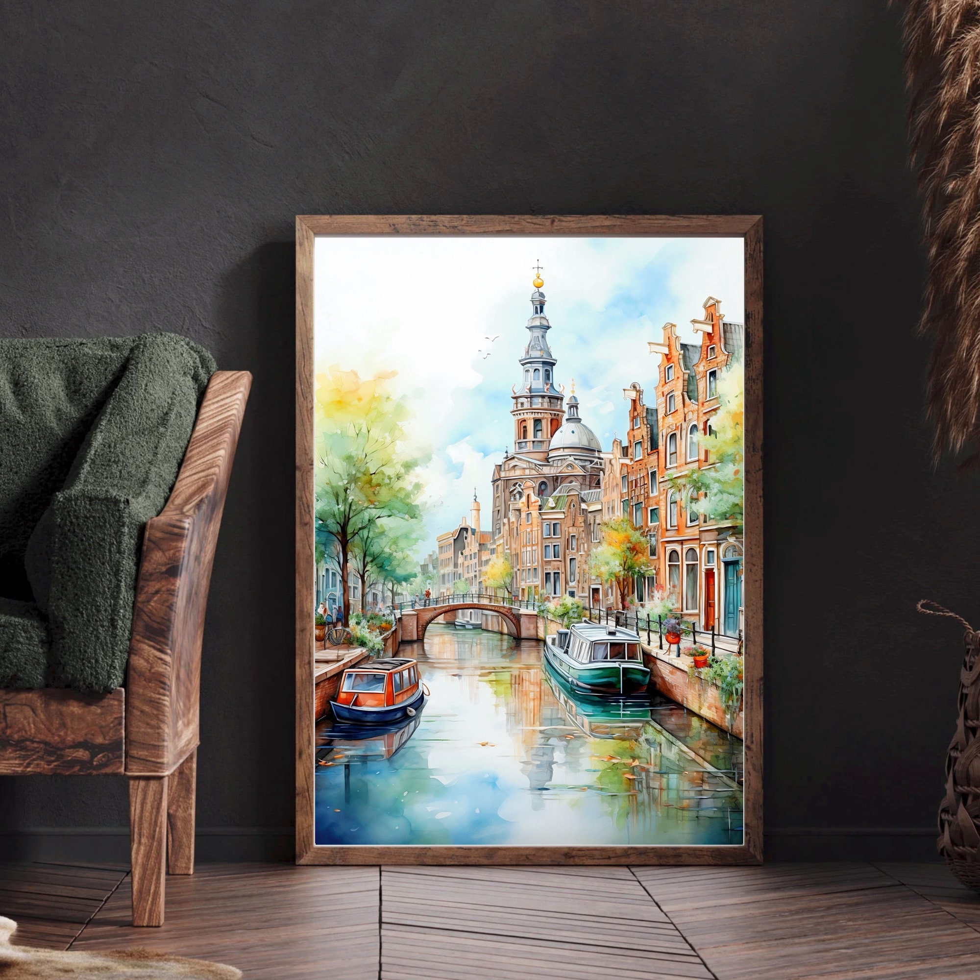 Amsterdam Print, Amsterdam Wall Art, the Netherlands, Travel Poster ...