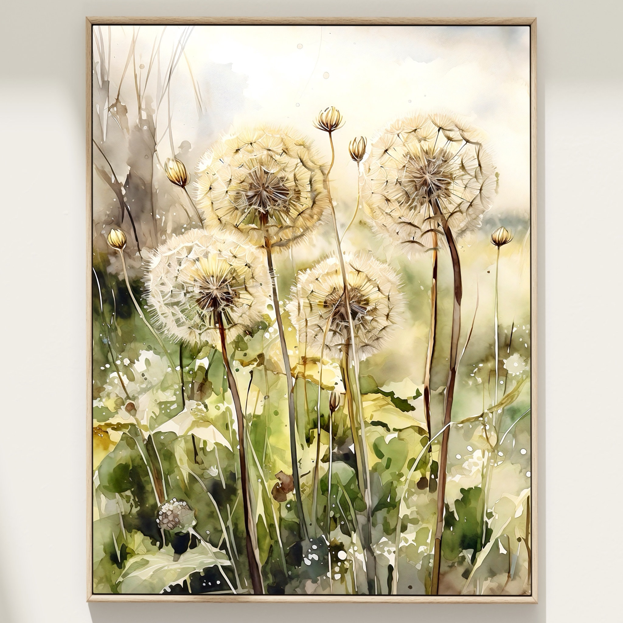 Dandelion Flower Watercolor Art Print, Wildflower Wall Art, Dandelions ...