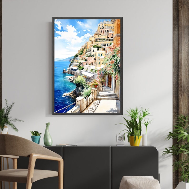 Positano Amalfi Coast, Italy Art Print, Positano Italy, Positano ...