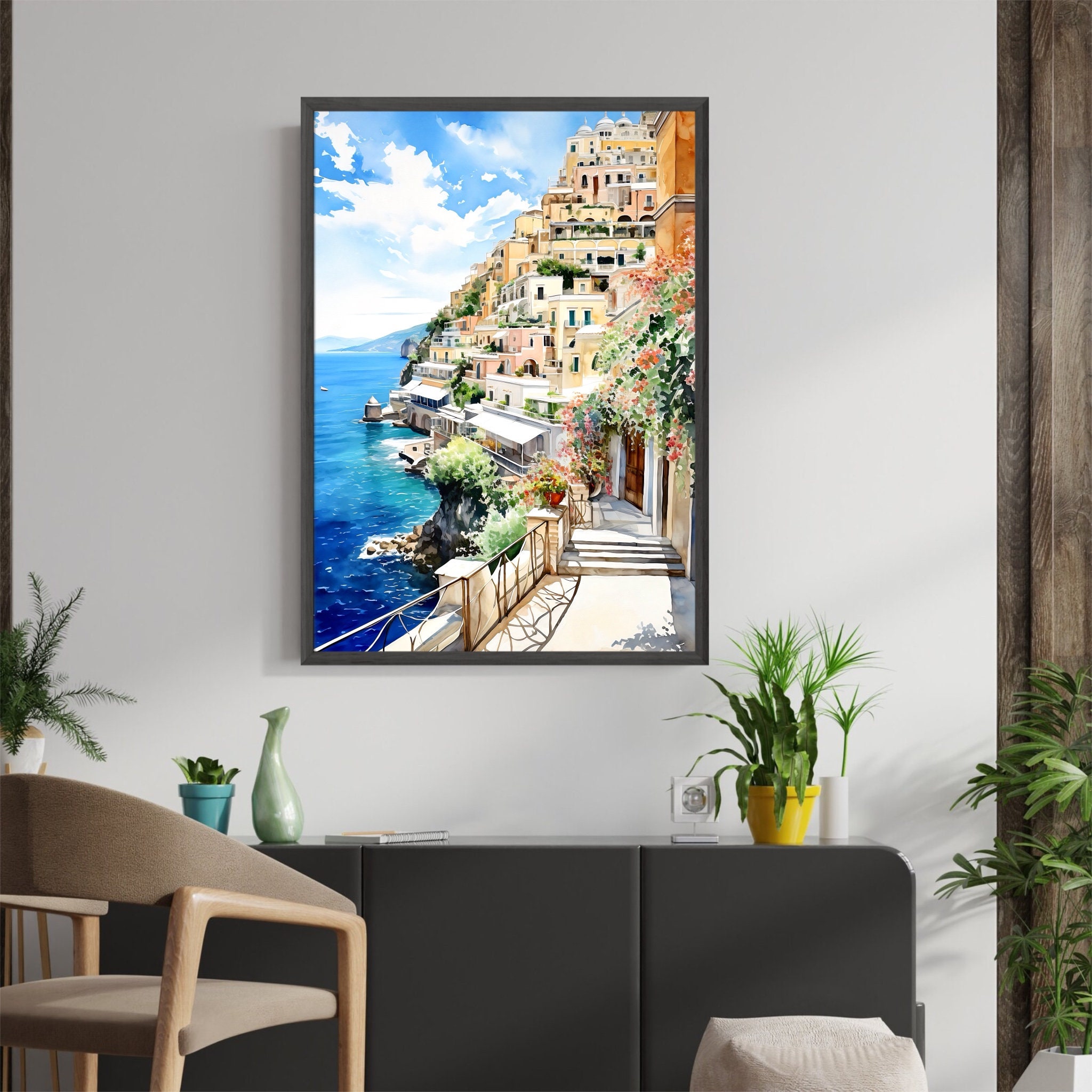 Positano Amalfi Coast, Italy Art Print, Positano Italy, Positano ...