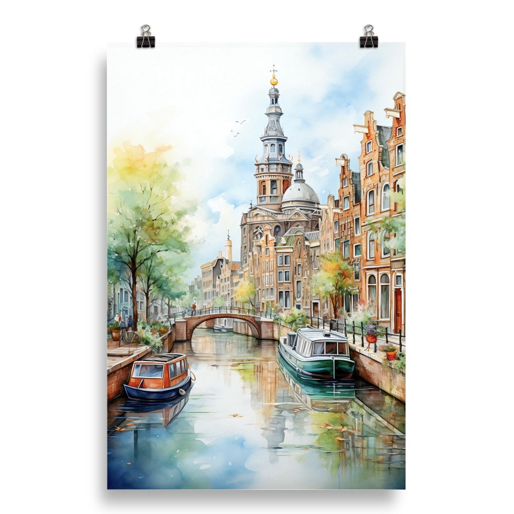 Amsterdam Print, Amsterdam Wall Art, the Netherlands, Travel Poster ...