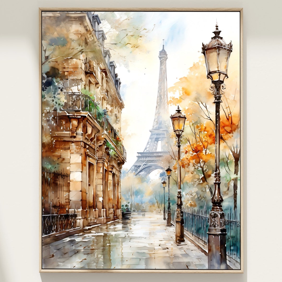 Eiffel Tower Watercolor Print: Paris Cityscape Wall Art - Etsy