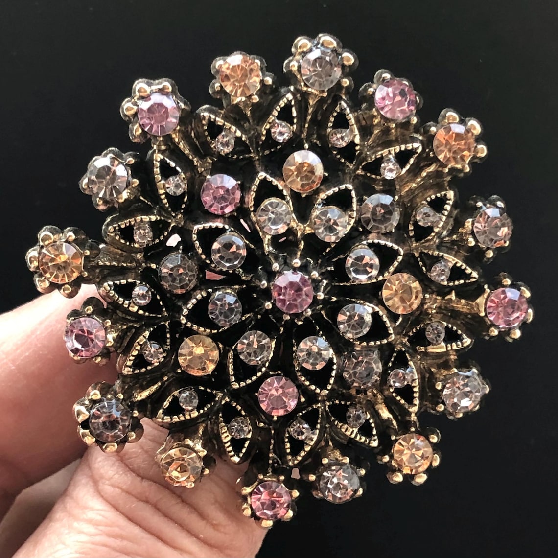 Crystal Rhinestone Round Brooch Pin - Vintage Style Elegant Gift - Etsy