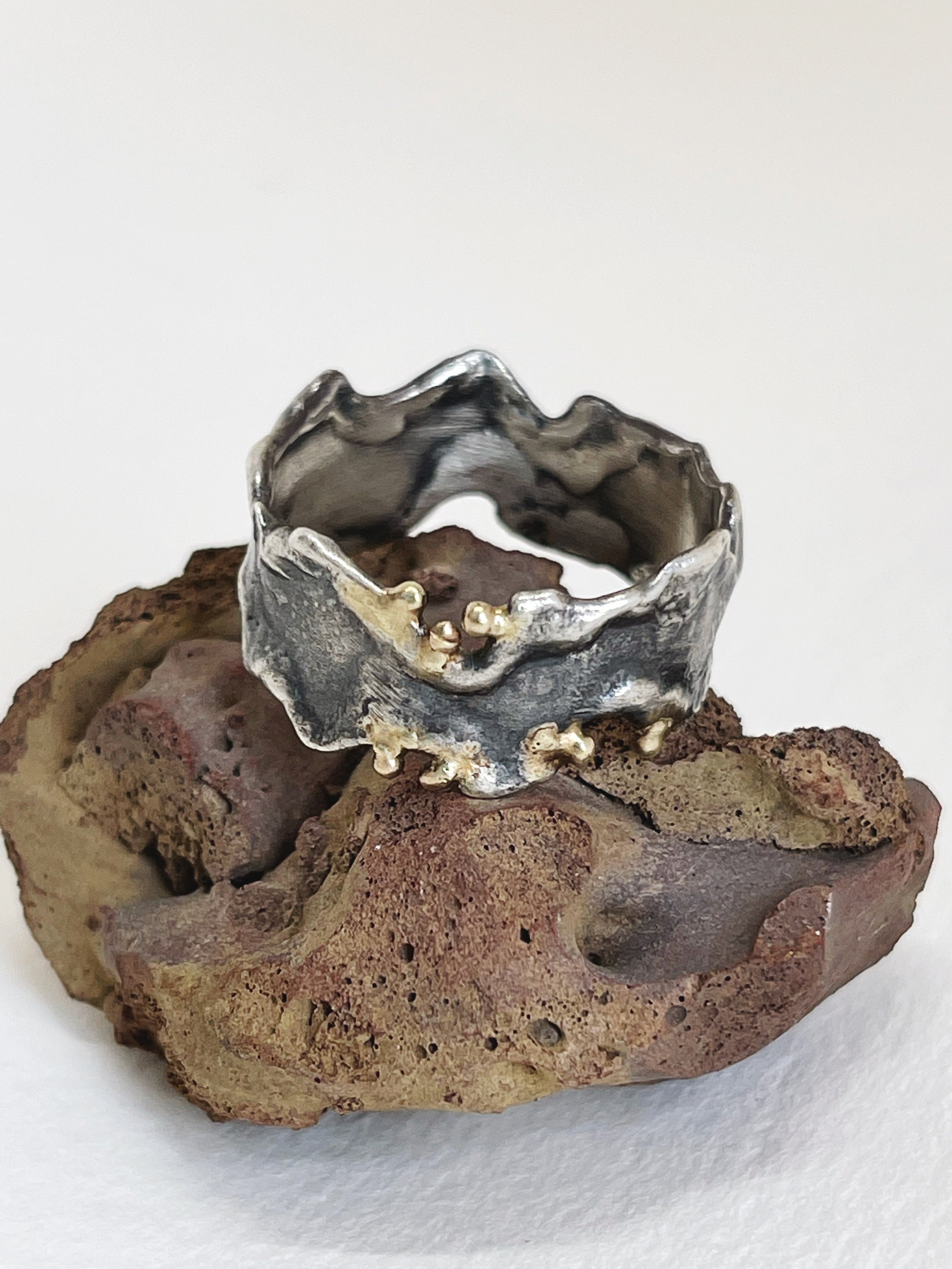 Silver and Gold Melt Ring - Etsy