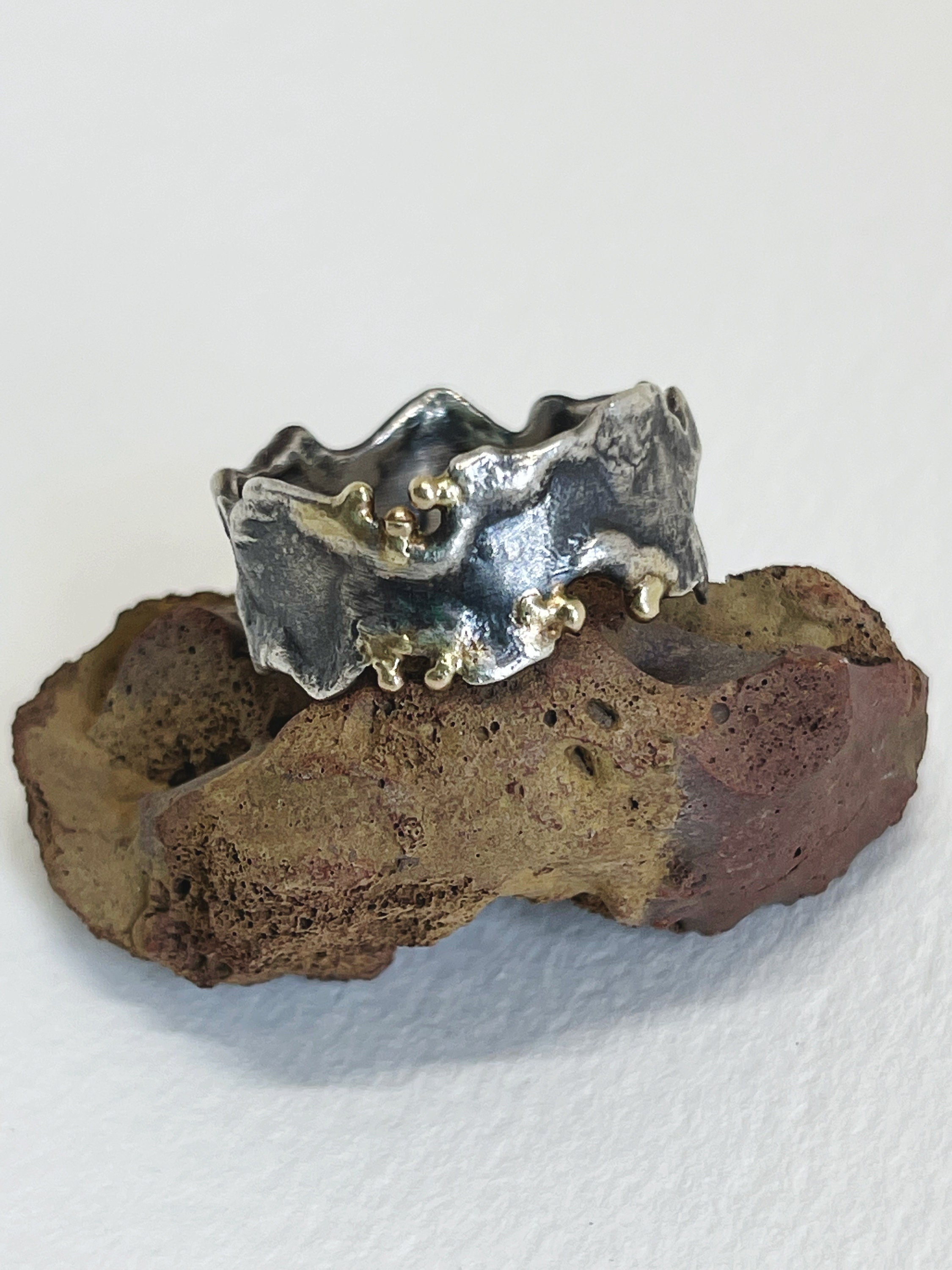 Silver and Gold Melt Ring - Etsy