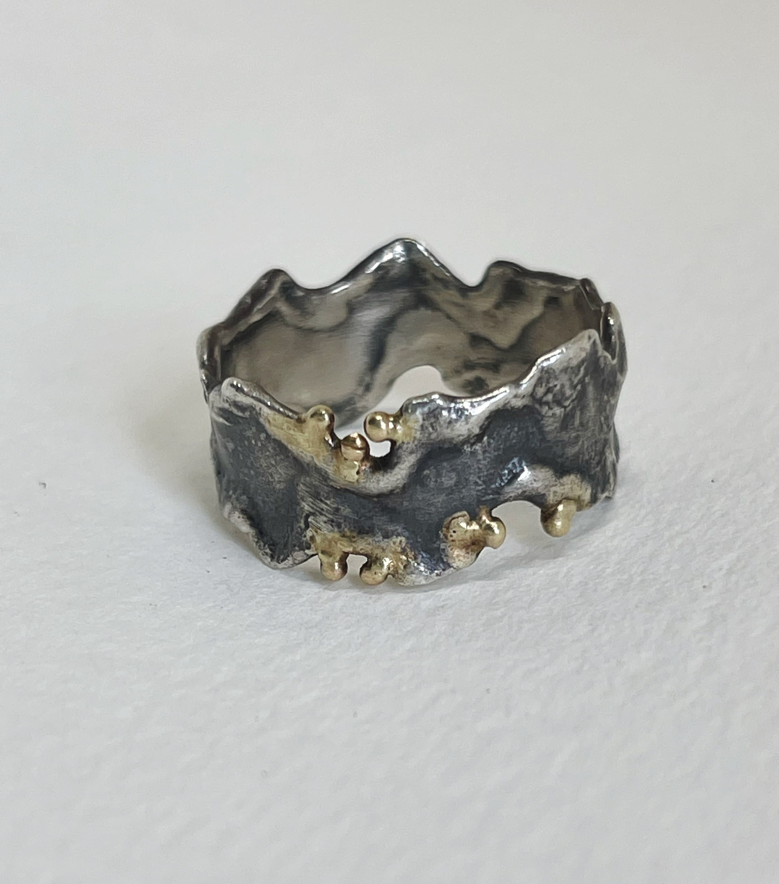 Silver and Gold Melt Ring - Etsy