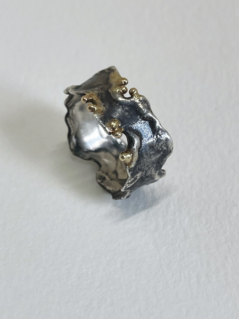 Silver and Gold Melt Ring - Etsy