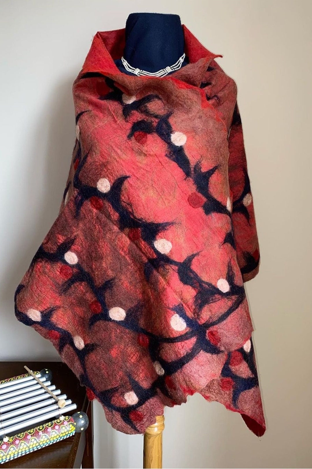 Artisan Felted Wraps, Handmade Felt Shawl for Winter, Felted Scarf ...