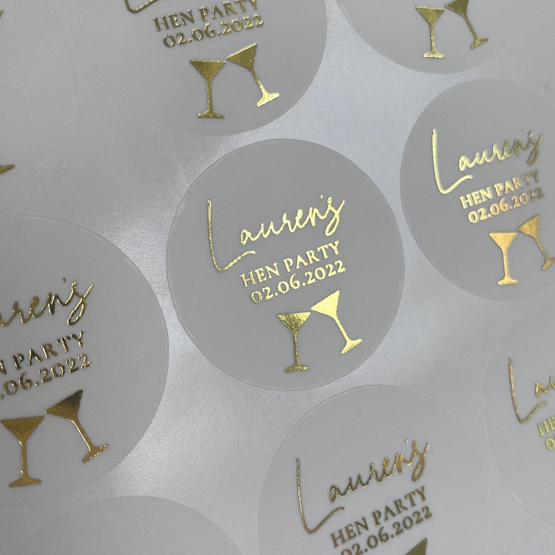 Foiled Hen Party Stickers, Personalised Hen Do Stickers, Hen Party ...