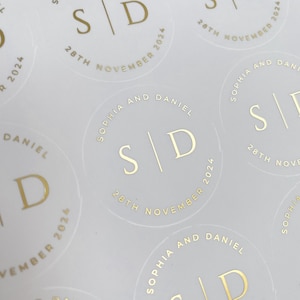 Monogram Envelope Seals, Personalised Foil Stickers, Initial Wedding ...
