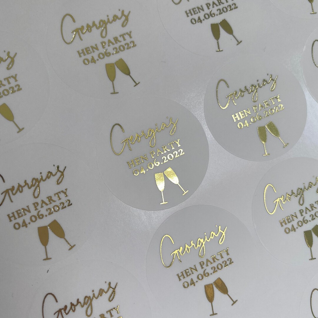Foiled Hen Party Stickers, Personalised Hen Do Stickers, Hen Party ...