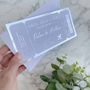 Foiled Surprise Holiday Tickets, Personalised Holiday Voucher, Weekend ...