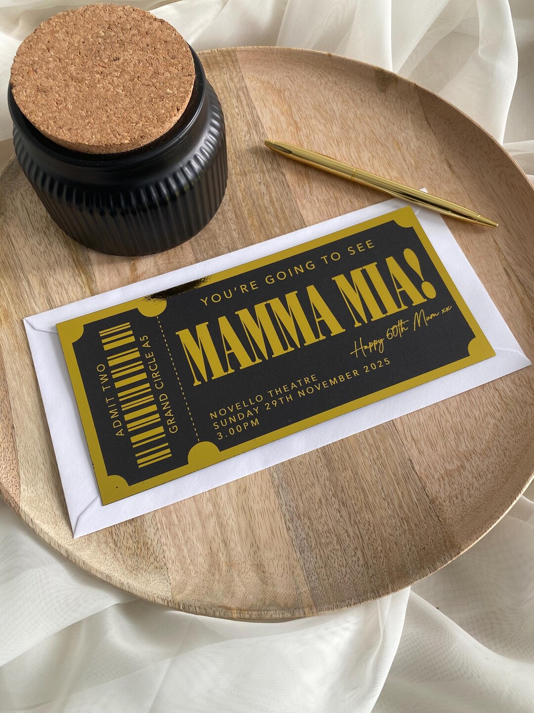 Personalised Gift Voucher | Mamma Mia | Foil Ticket | Event Tickets ...
