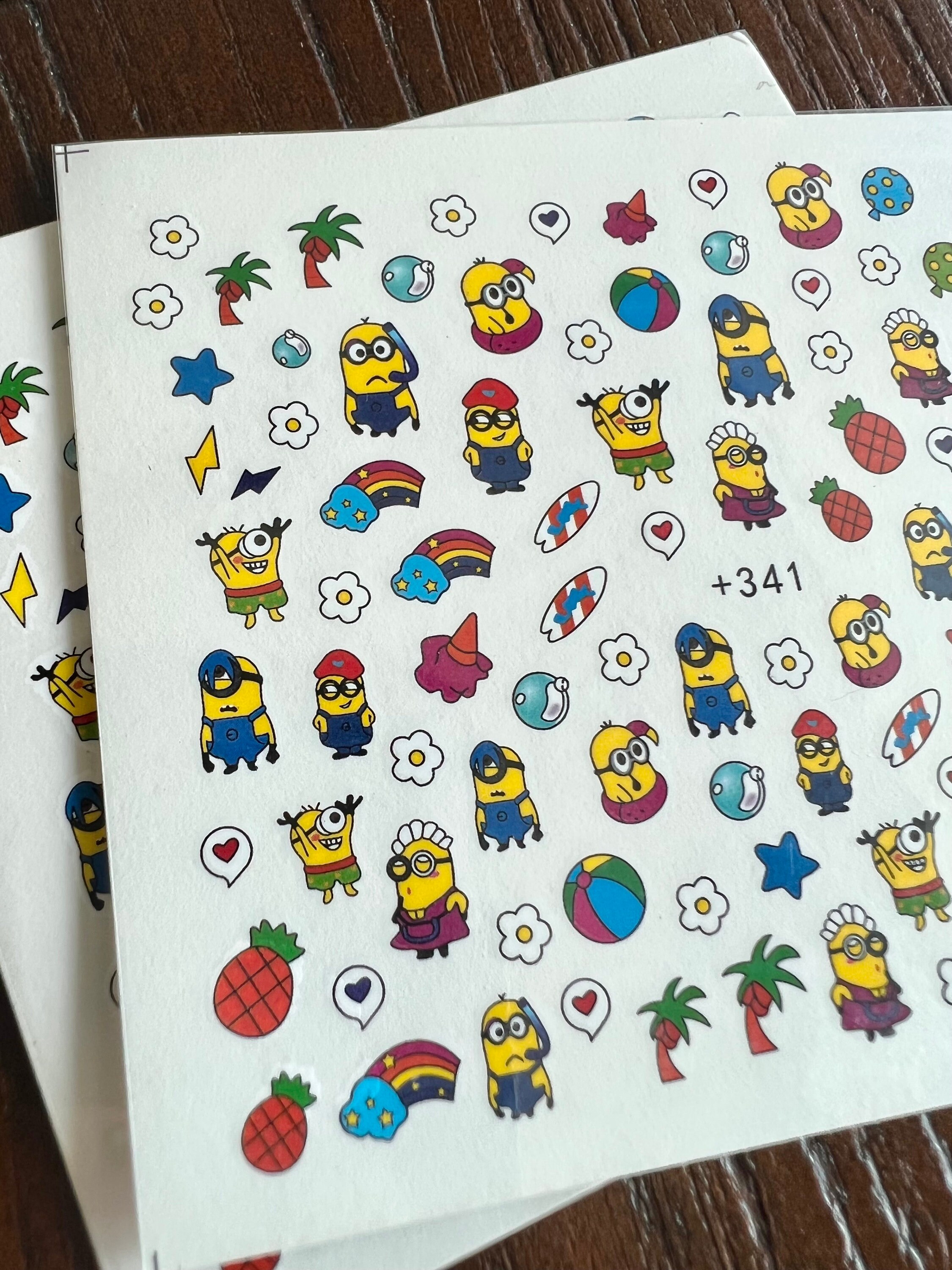 Minion Sesame Street Cartoon Character Designs Nail Art Sticker Elmo ...