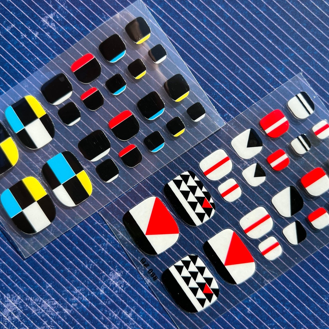 Geometrical Nail Design Grid Stripes Toe Nail Wrap Sticker | Abstract ...