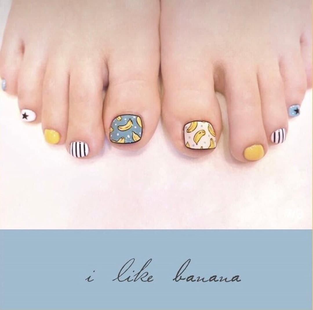 Cute Yellow Banana Toe Nail Wrap Sticker | Fruit Nail Wrap | Stars ...