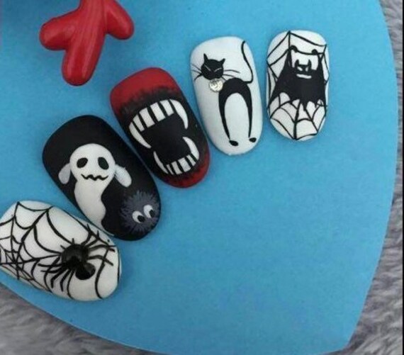 Spooky Ghost Cobweb Vampire Halloween Print Nail Sticker - Etsy
