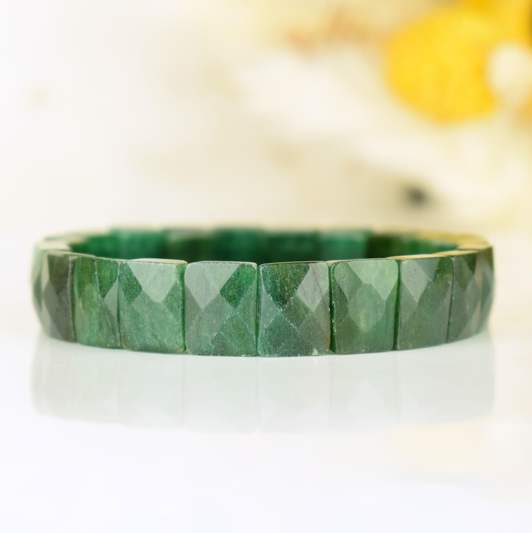 African Jade Verdite Bracelet 12mm X 9mm Faceted Budstone Beads - Self ...