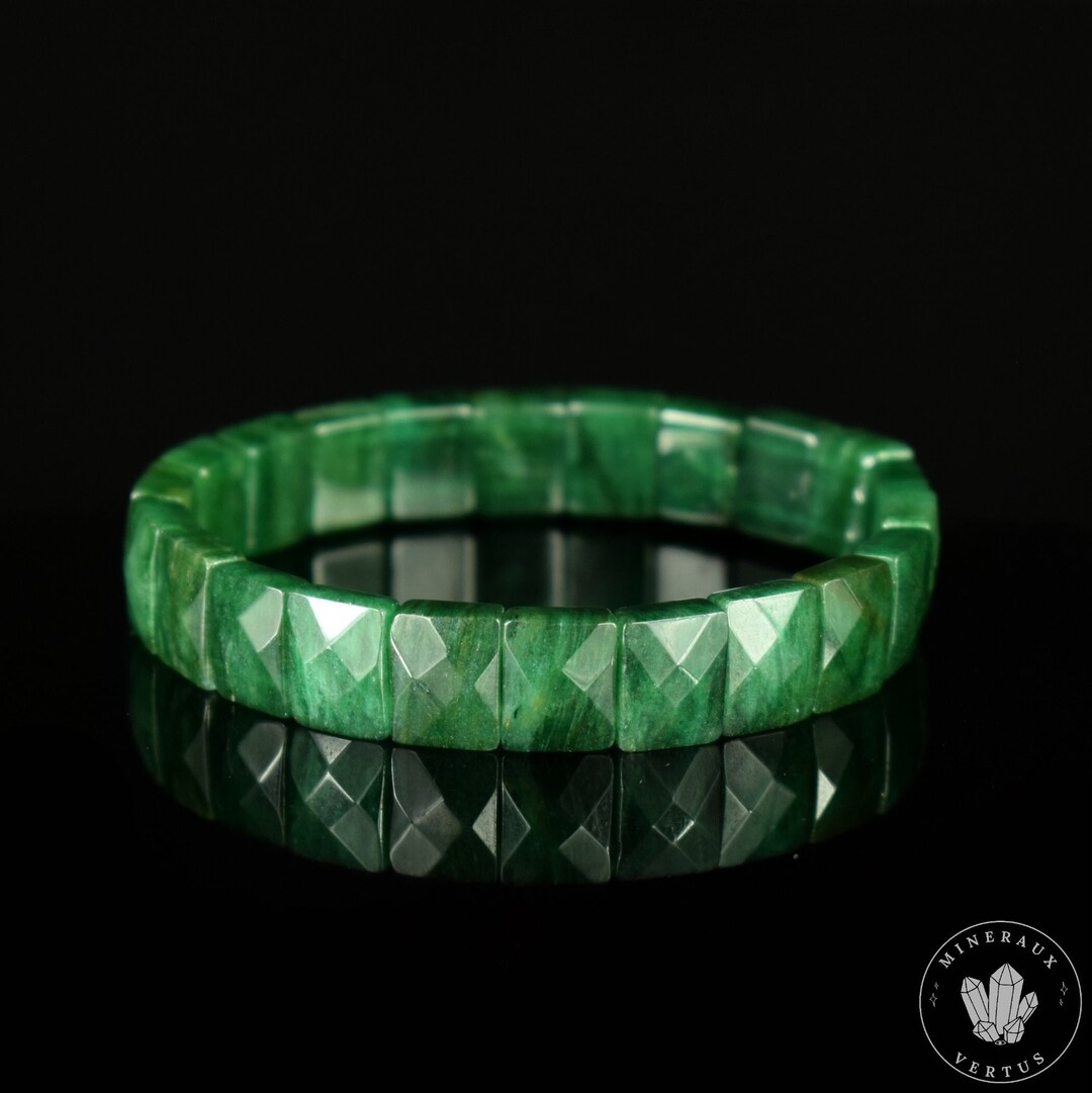 African Jade Bracelet Verdite Beads 12mm X 9mm Faceted Budstone Self ...