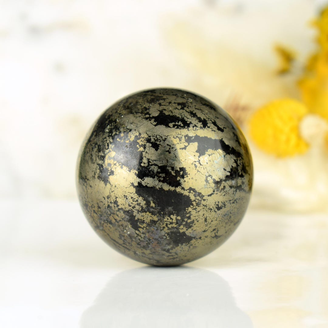 Pyrite Sphere With Magnetite 55mm - Natural Crystal Ball #45 - Etsy