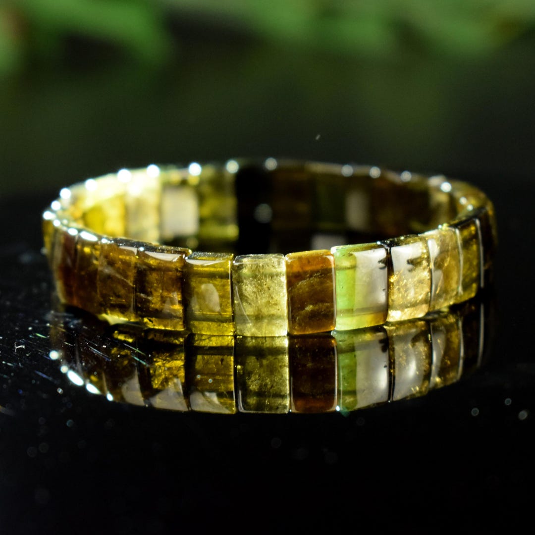 Green Tourmaline Verdelite Bracelet 10mm X 5.5mm Beads - Unique Jewelry ...