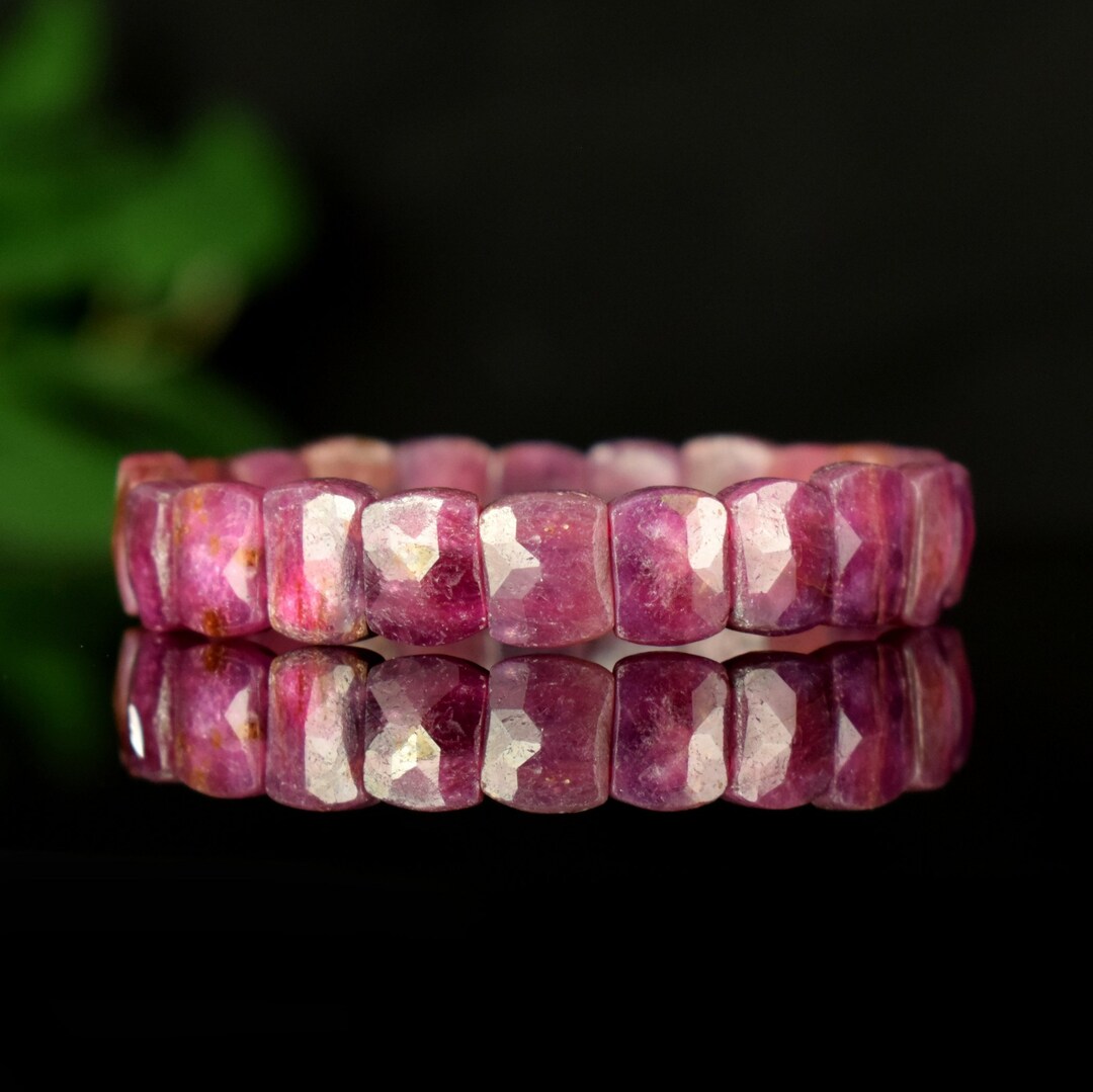 Myanmar Ruby Bracelet 10mm X 7.5mm Natural Faceted Beads - Positive ...