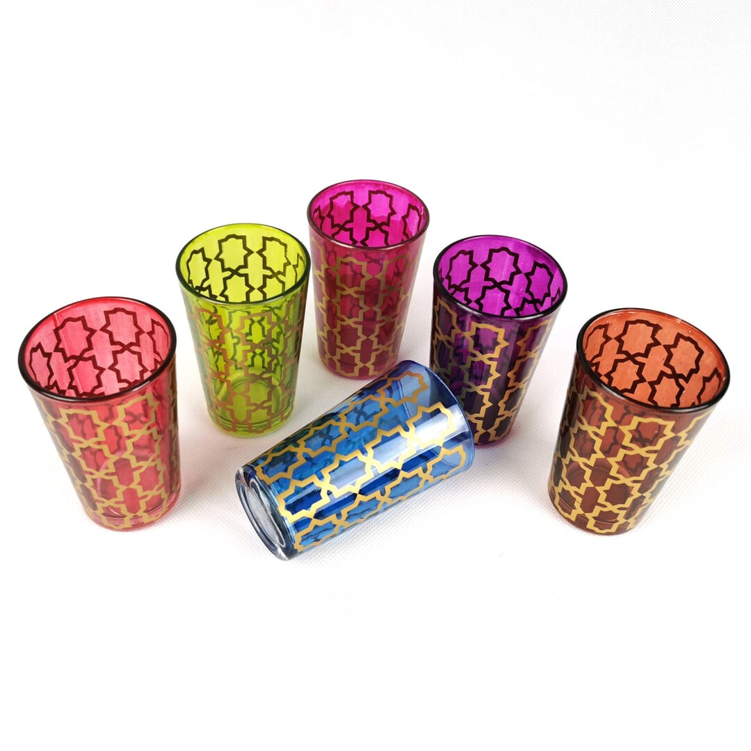 Moroccan Tea Glasses 6 Pieces Oriental Tea Glasses Turkish Glasses ...