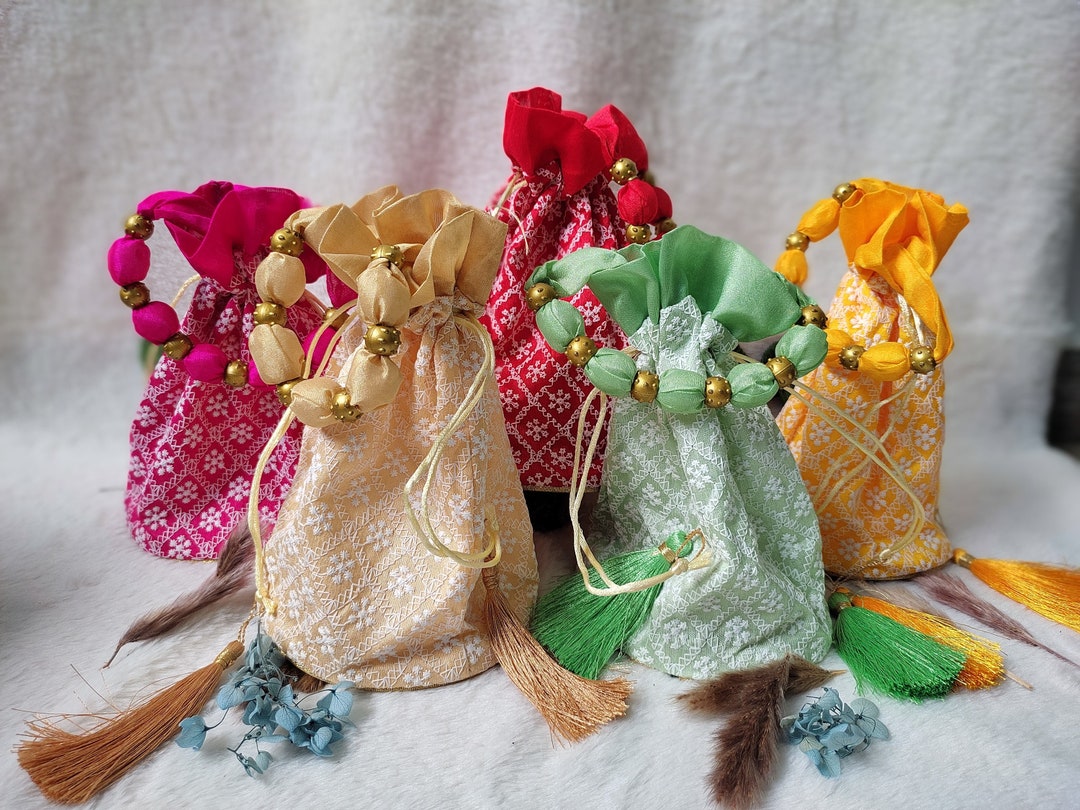 Indian Potli Bags Embroidery Potli Bags Favor Bag Wedding - Etsy Canada