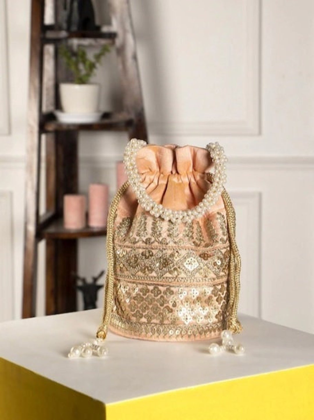 Women's Embroidered Potli Bag/ Sequin Work Pouch - Etsy