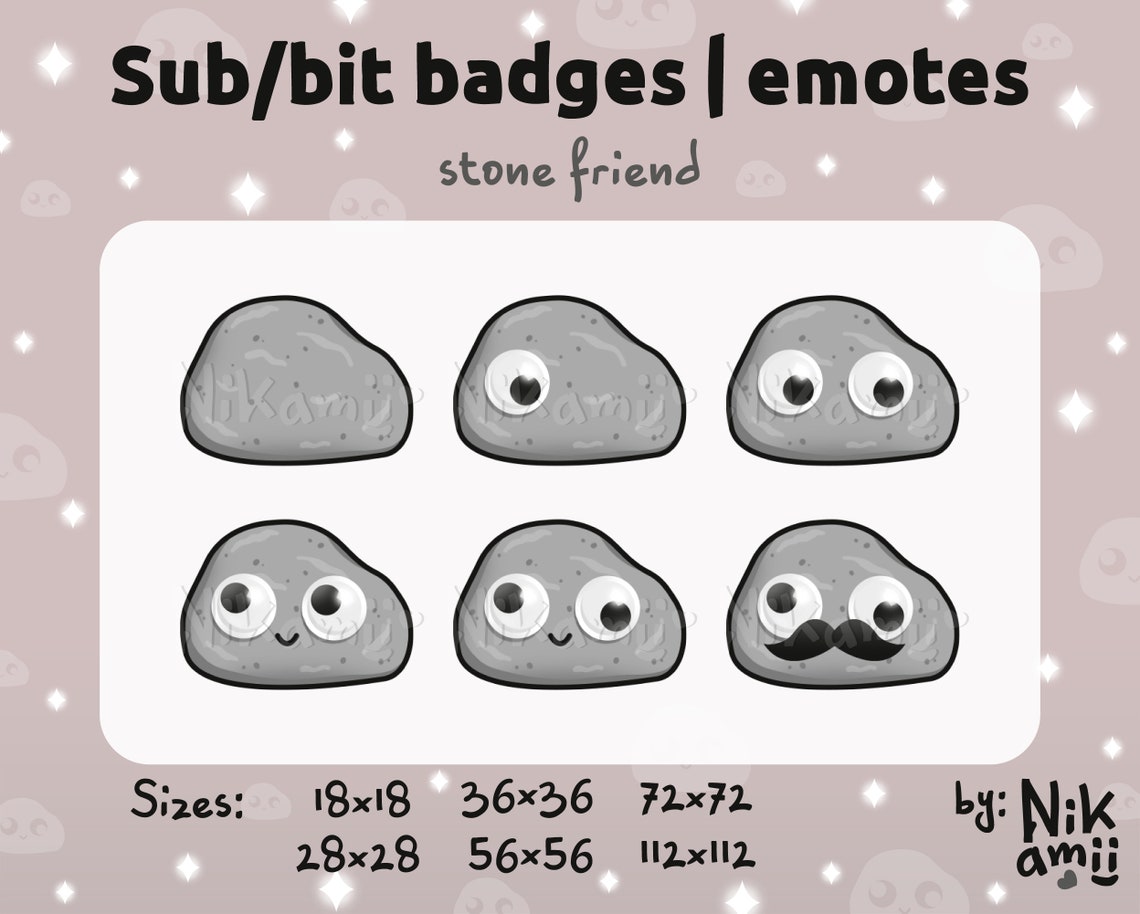 Stone Friend Sub Badges / Cheer Bit Badges / Emotes / Twitch - Etsy