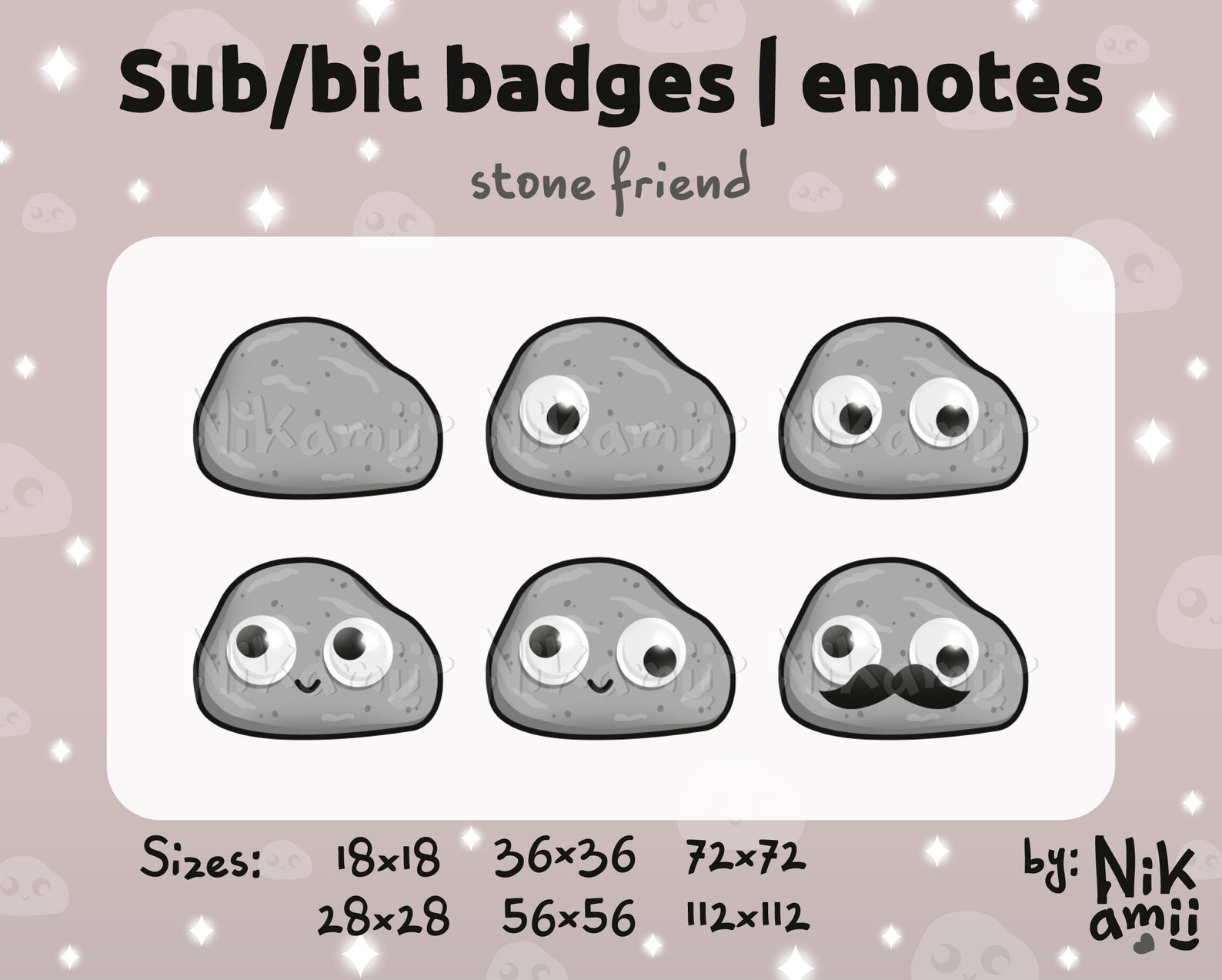 Stone Friend Sub Badges / Cheer Bit Badges / Emotes / for - Etsy
