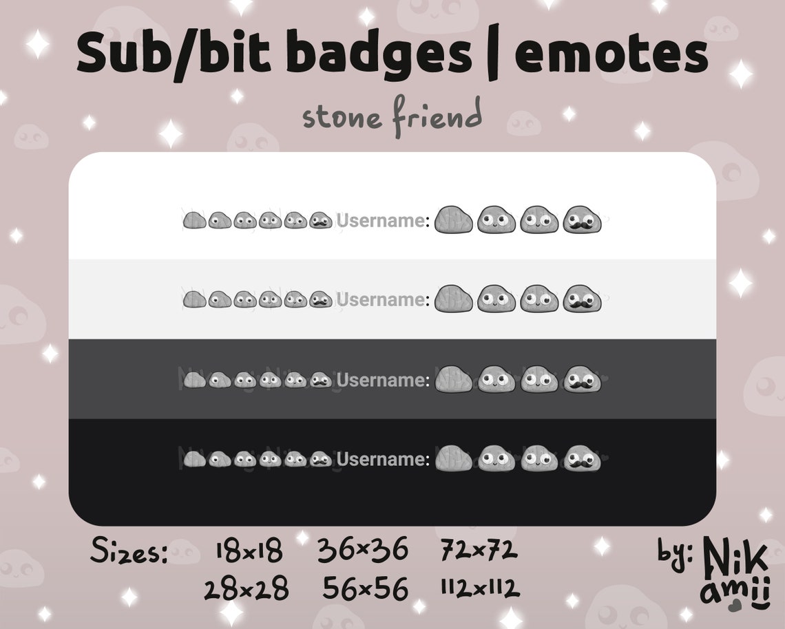 Stone Friend Sub Badges / Cheer Bit Badges / Emotes / for - Etsy