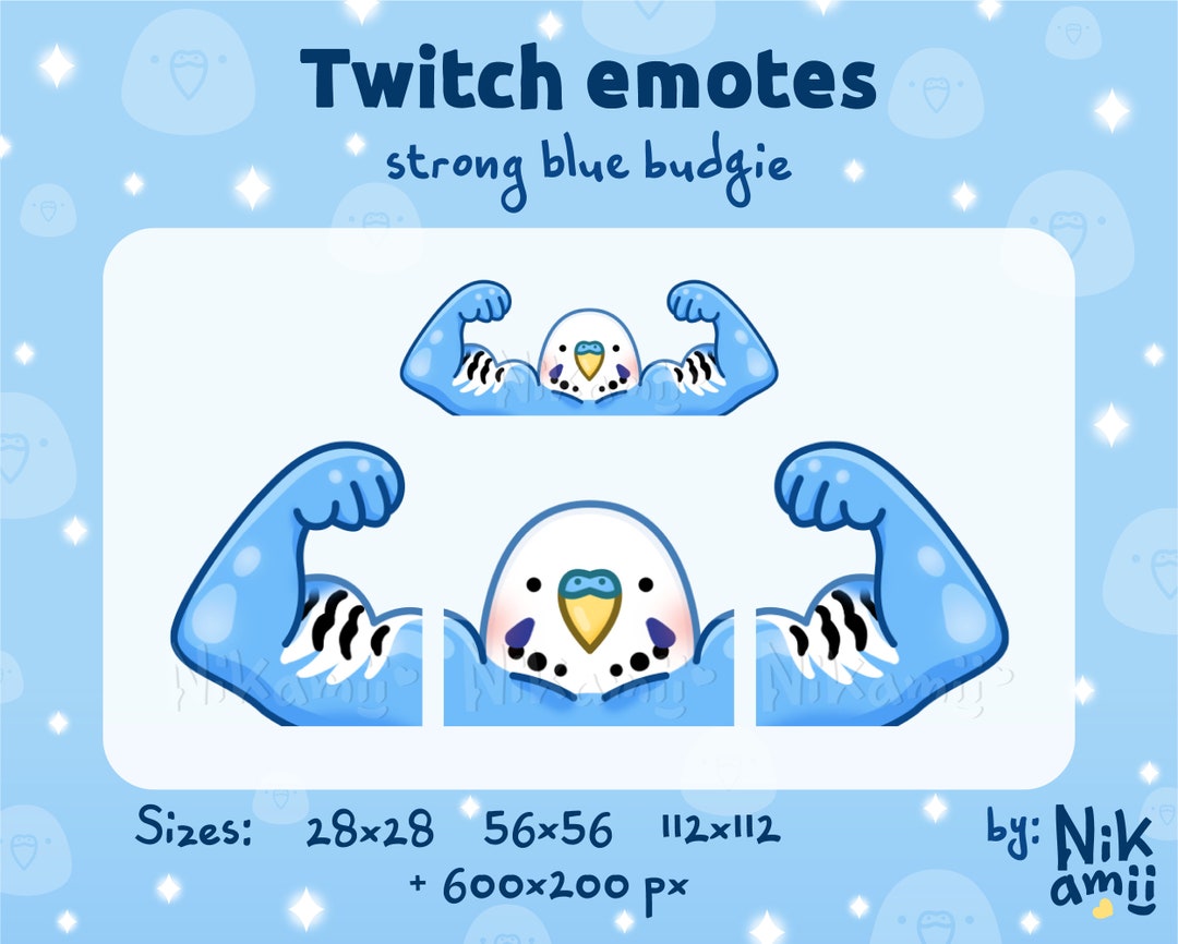 Strong Blue Budgie - Emotes / Parrot / Funny / Streamer / Stream / for ...