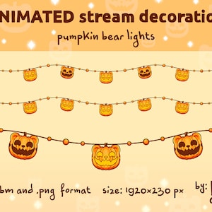 ANIMATED Stream Decoration - Pumpkin Bear Lights / Cute Stream Decor ...