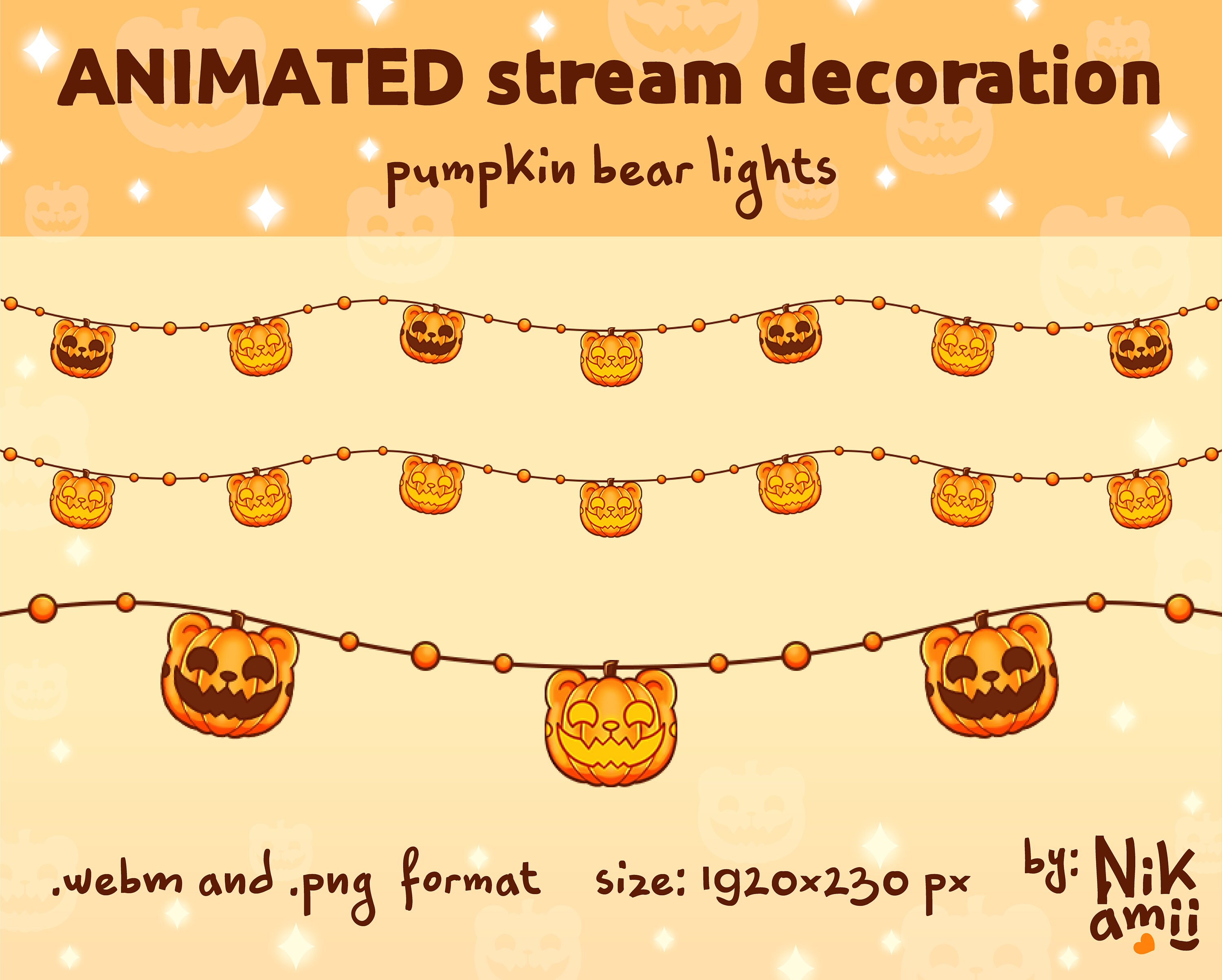 ANIMATED Stream Decoration - Pumpkin Bear Lights / Cute Stream Decor ...
