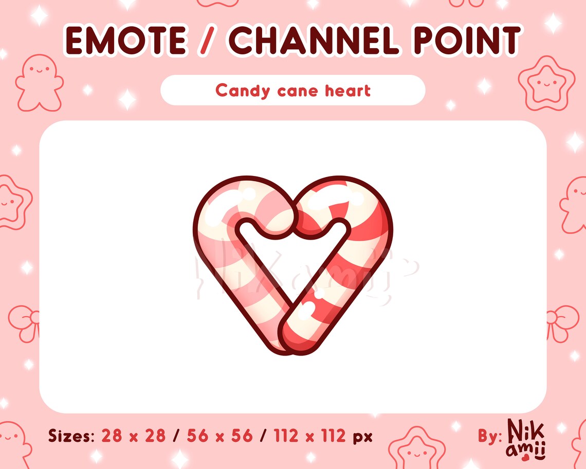 Candy Cane Heart Channel Point / Emote / Cute Christmas, Winter ...