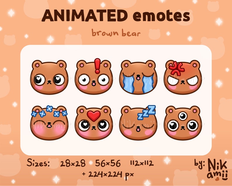 Brown Bear - ANIMATED Emotes / Gif / Set / Kawaii / Streamer / for ...