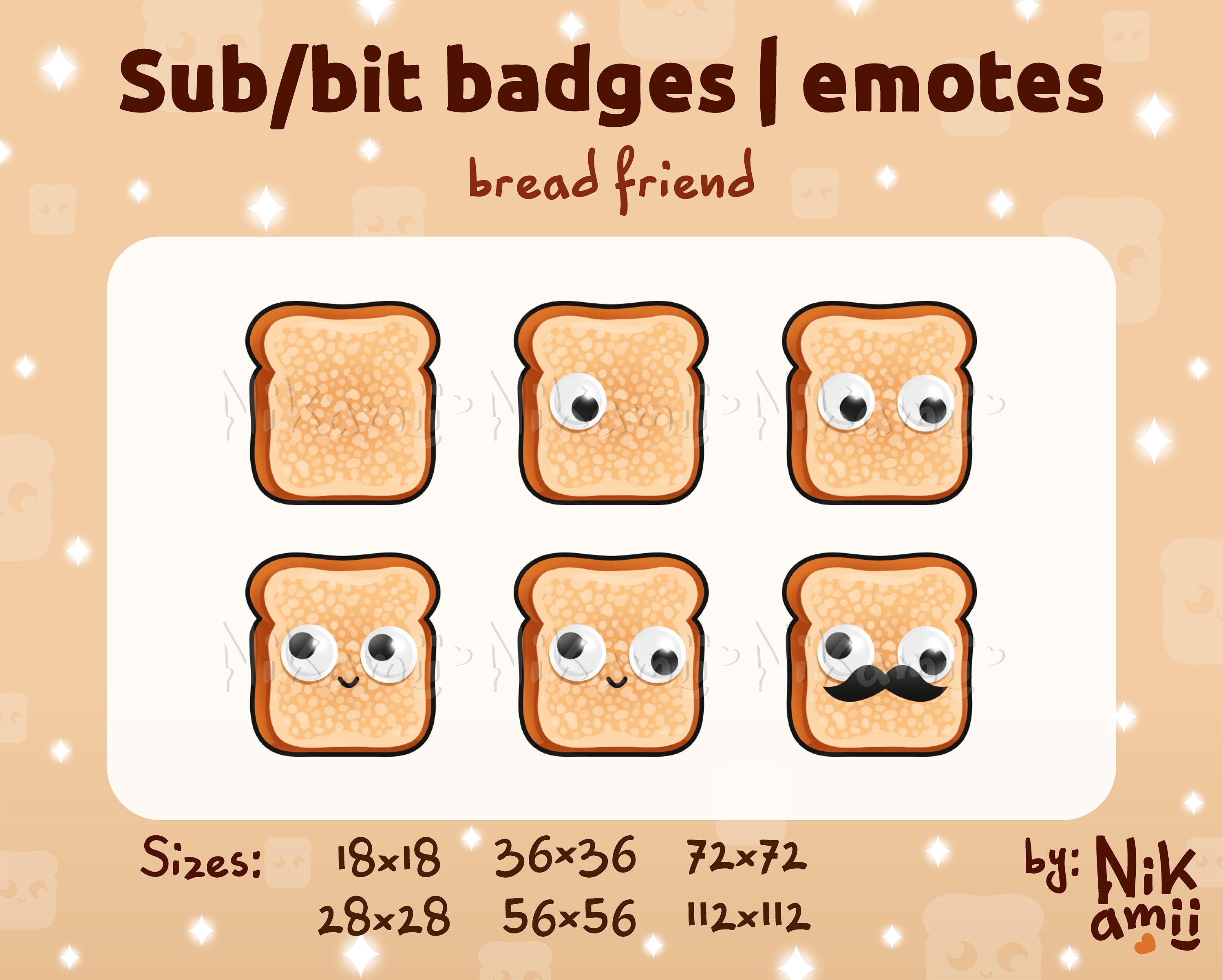 Bread Friend - Sub Badges / Cheer Bit Badges / Emotes / for Twitch ...